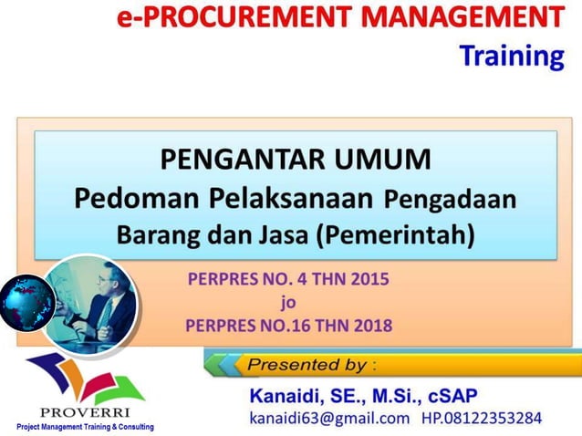 Pengantar Umum Pengadaan Barang & Jasa _Materi Training "e- PROCUREMENT MANAGEMENT" | PPTX