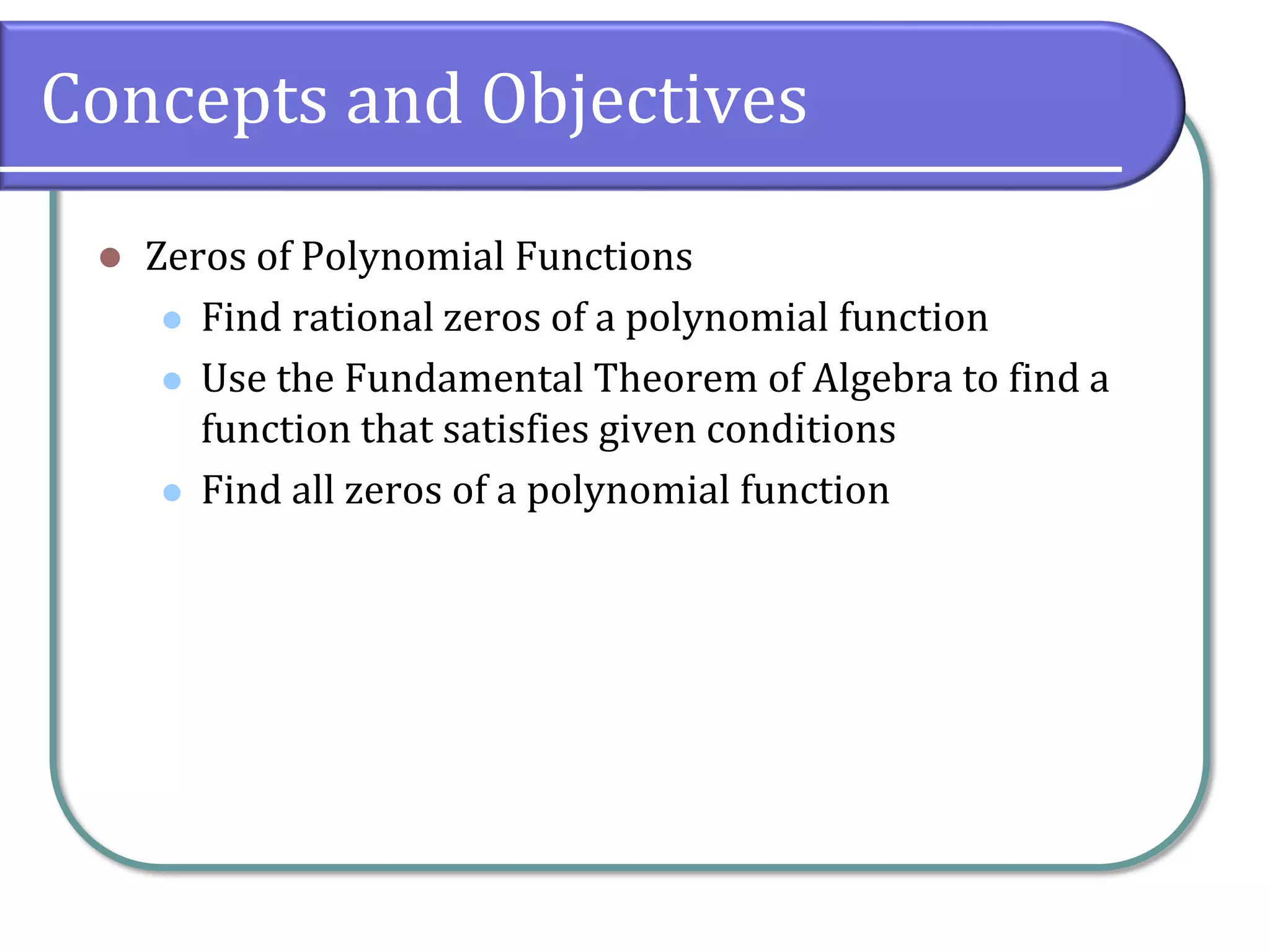3.3 Zeros of Polynomial Functions | PDF