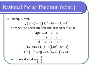3.3 Zeros of Polynomial Functions | PDF
