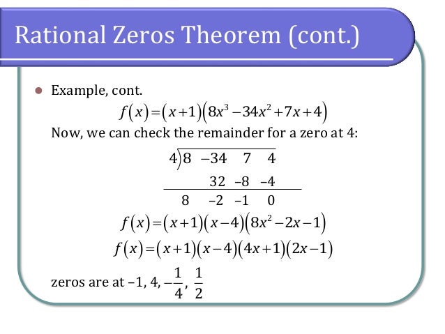 3.3 Zeros of Polynomial Functions
