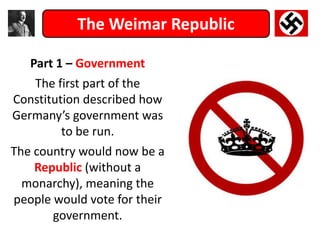 Hitler and Nazi Germany - the weimar republic | PPTX