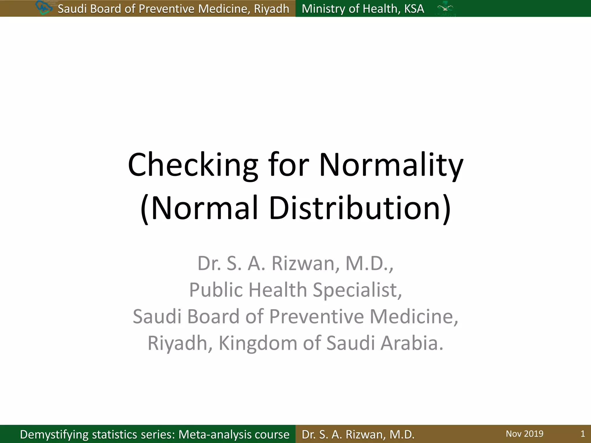 Checking for normality (Normal distribution) | PDF