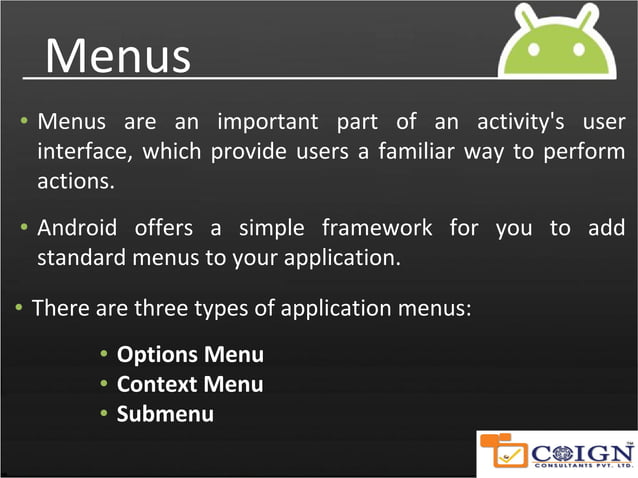 android menus