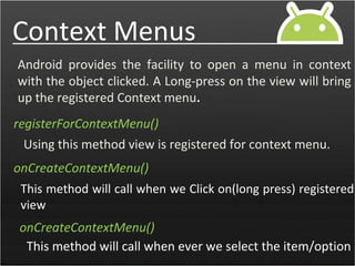android menus | PPT