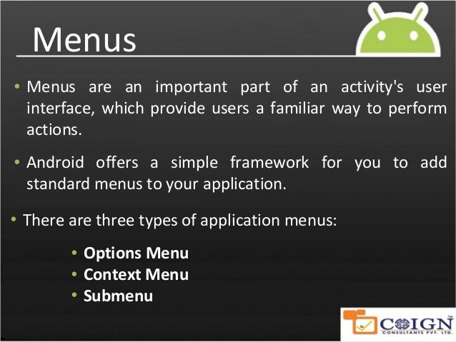 android menus