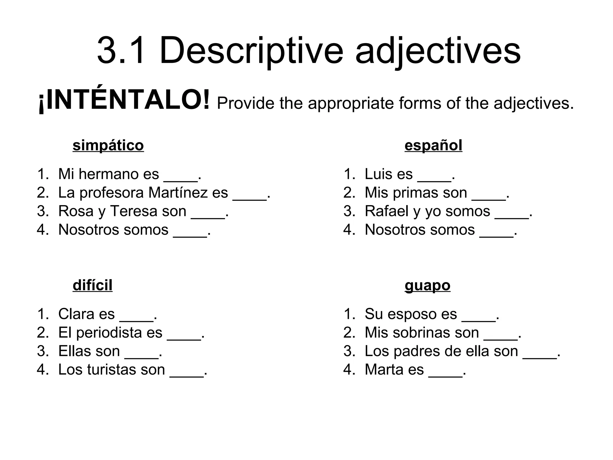 3.1 Descriptive Adjectives | PPT