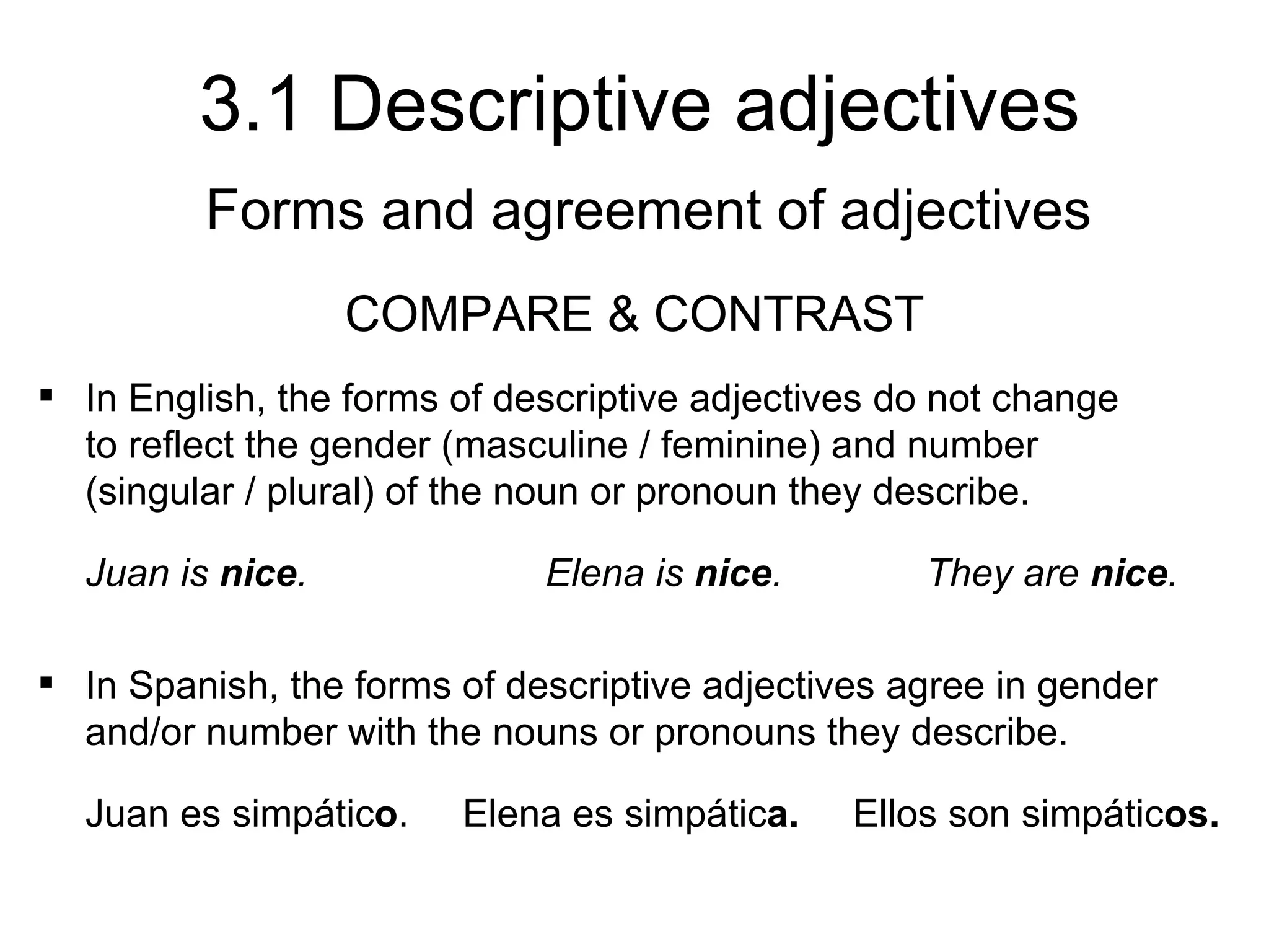 3.1 Descriptive Adjectives | PPT