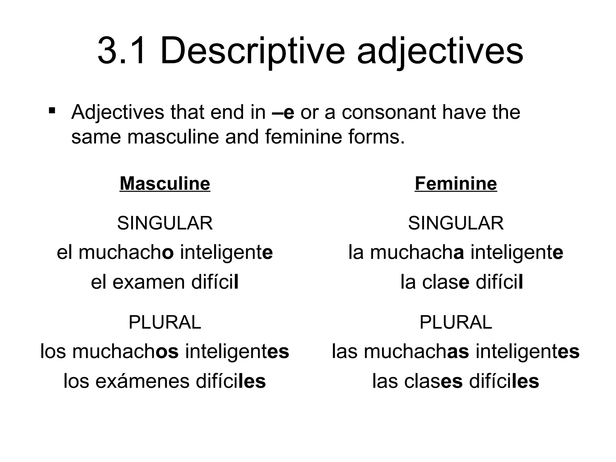 3.1 Descriptive Adjectives | PPT