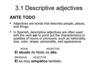 3.1 Descriptive Adjectives | PPT