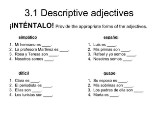 3.1 Descriptive Adjectives | PPT