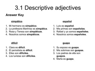 3.1 Descriptive Adjectives | PPT