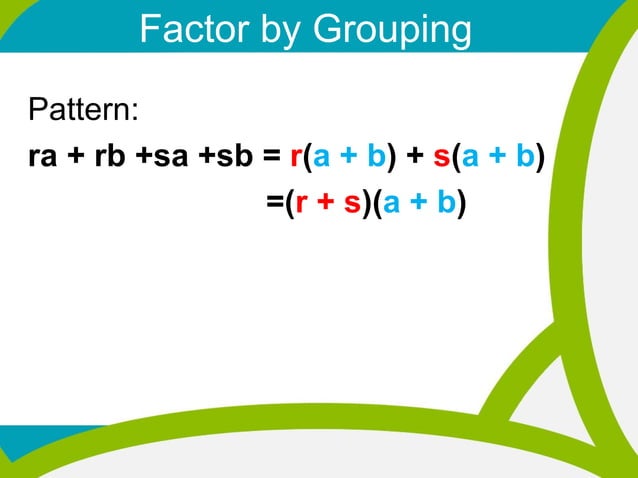 3/1/12 Factor by Grouping and Factoring into Quadratic Form | PPT