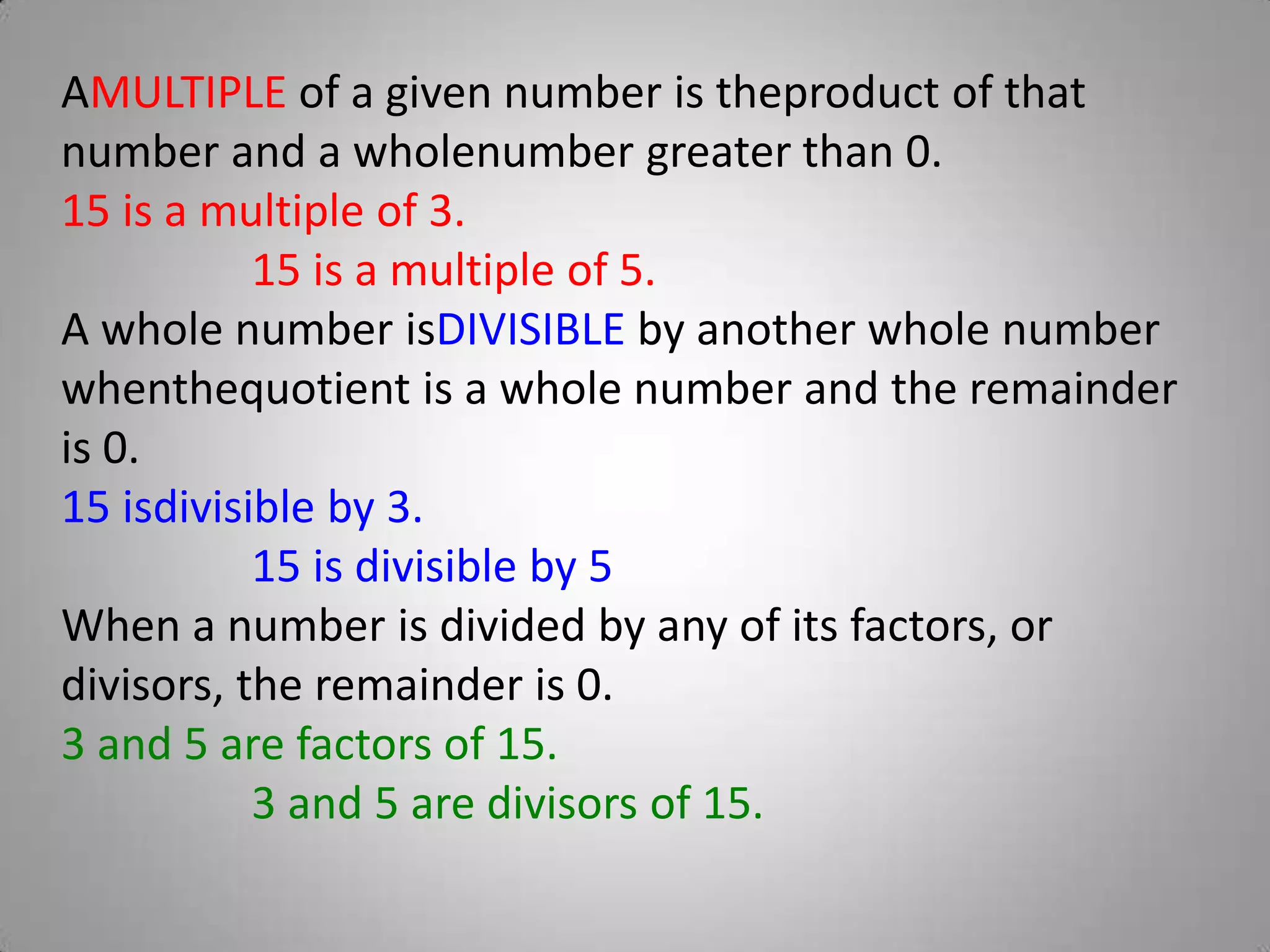 3 1 factors, multiples and divisibility | PPTX