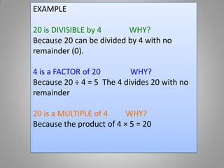 3 1 factors, multiples and divisibility | PPTX