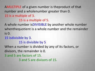 3 1 factors, multiples and divisibility | PPTX