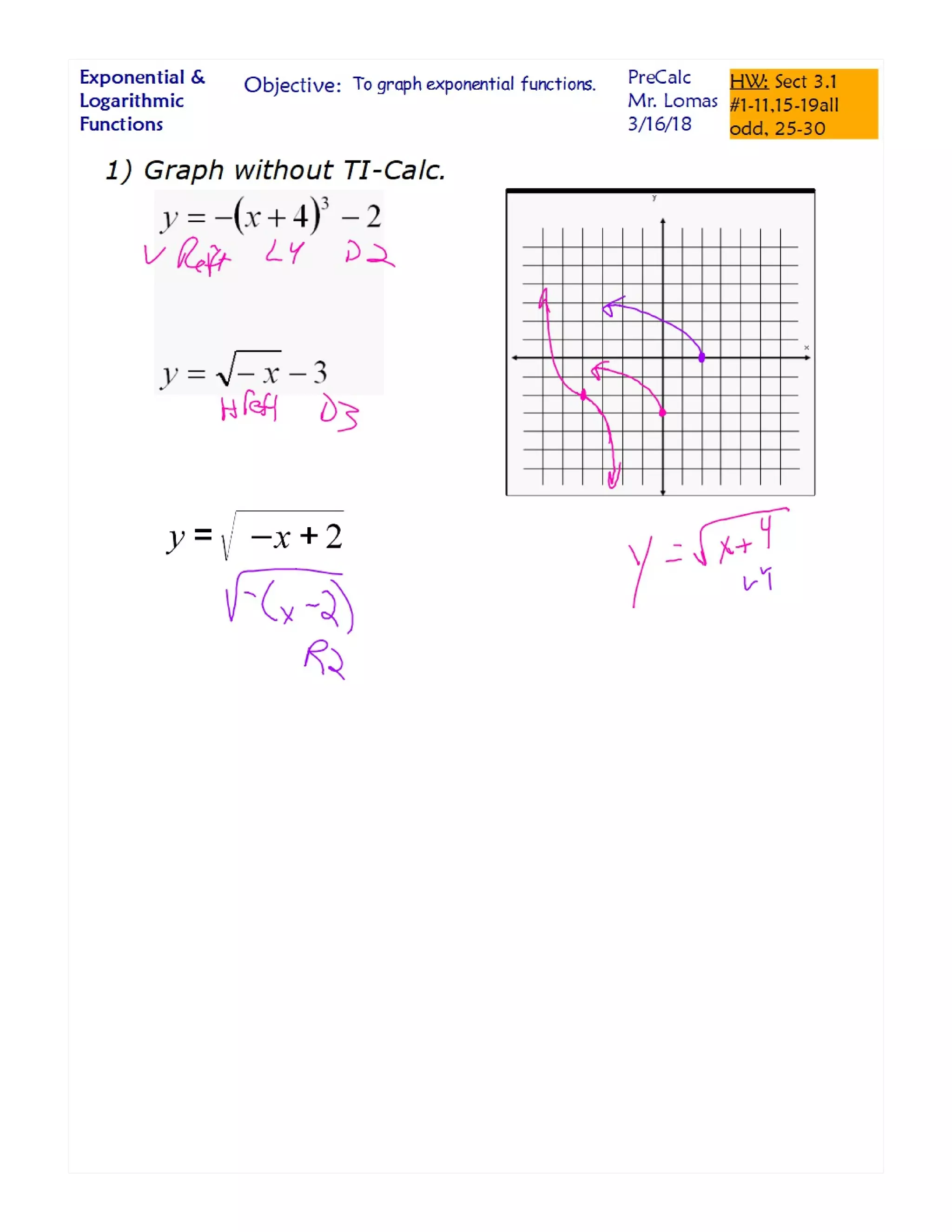3 1 graphing exponential functions | PDF