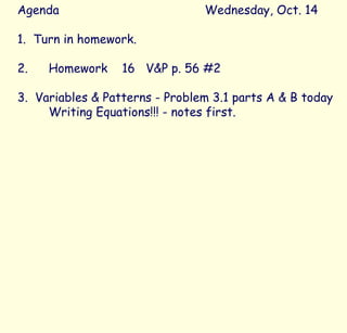 Variables & Patterns Problem 3.1 A & B | PPT