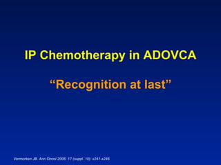 BALKAN MCO 2011 - J. Vermorken - First line treatment of ovarian cancer ...