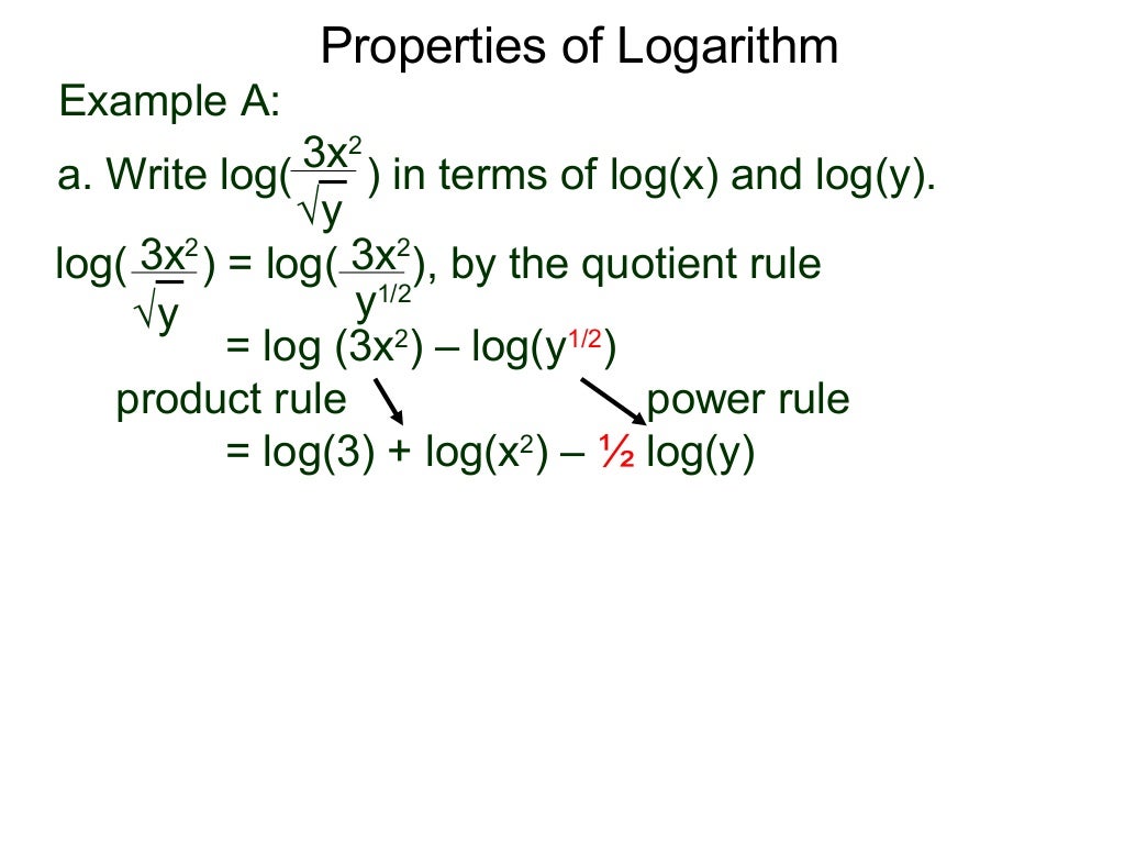 3.1 properties of logarithm