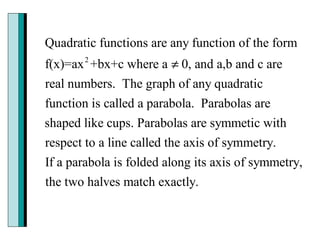 3 1 Quadratic Functions | PPT