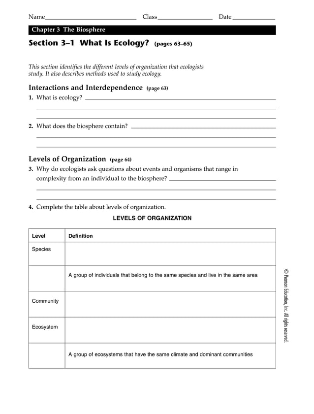 3 1 reading guide -what is ecology | PDF