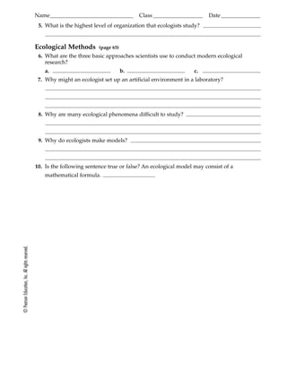 3 1 reading guide -what is ecology | PDF