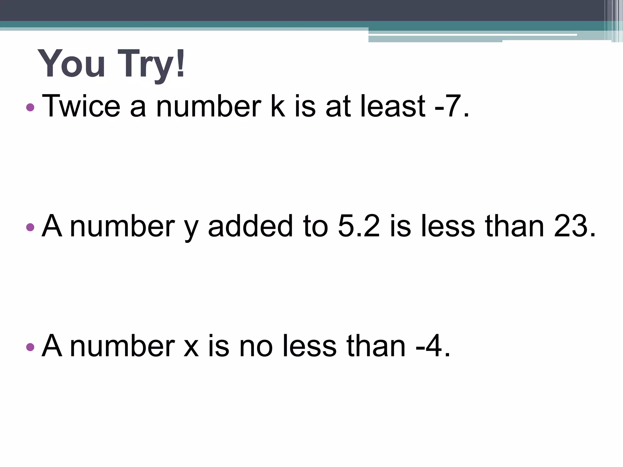 3 1 writing & graphing inequalities | PPT