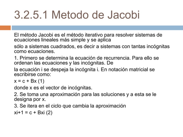 3.2.5.1 metodo de jacobi | PPTX