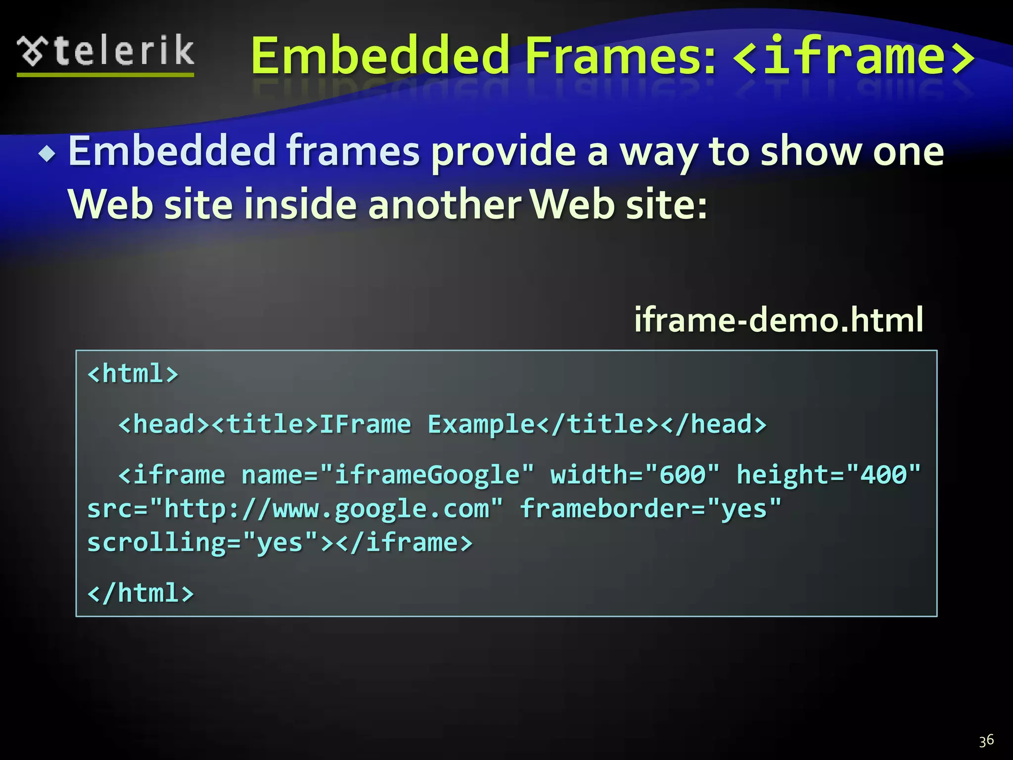 HTML: Tables and Forms | PPTX HTML: Tables and Forms | PPTX