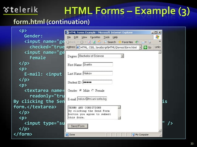 HTML: Tables and Forms | PPTX HTML: Tables and Forms | PPTX