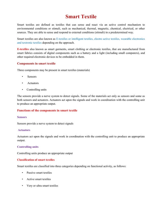 smart textile | PDF