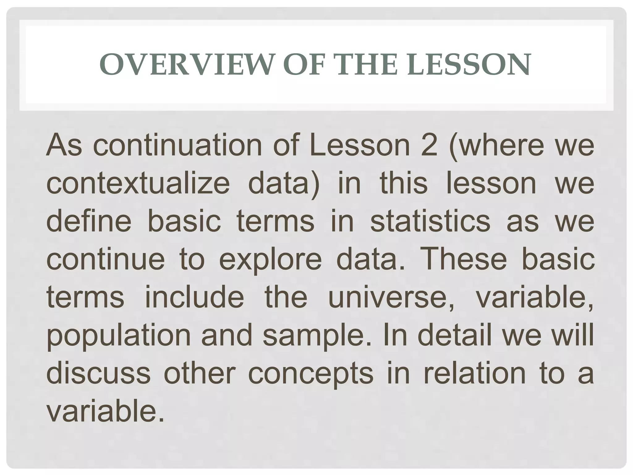 Basic Terms in Statistics | PPTX