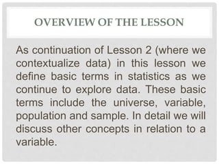 Basic Terms in Statistics | PPTX