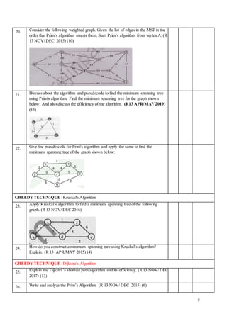 3. cs8451 daa anna univ question bank unit 3 | DOC | Programming Languages | Computing