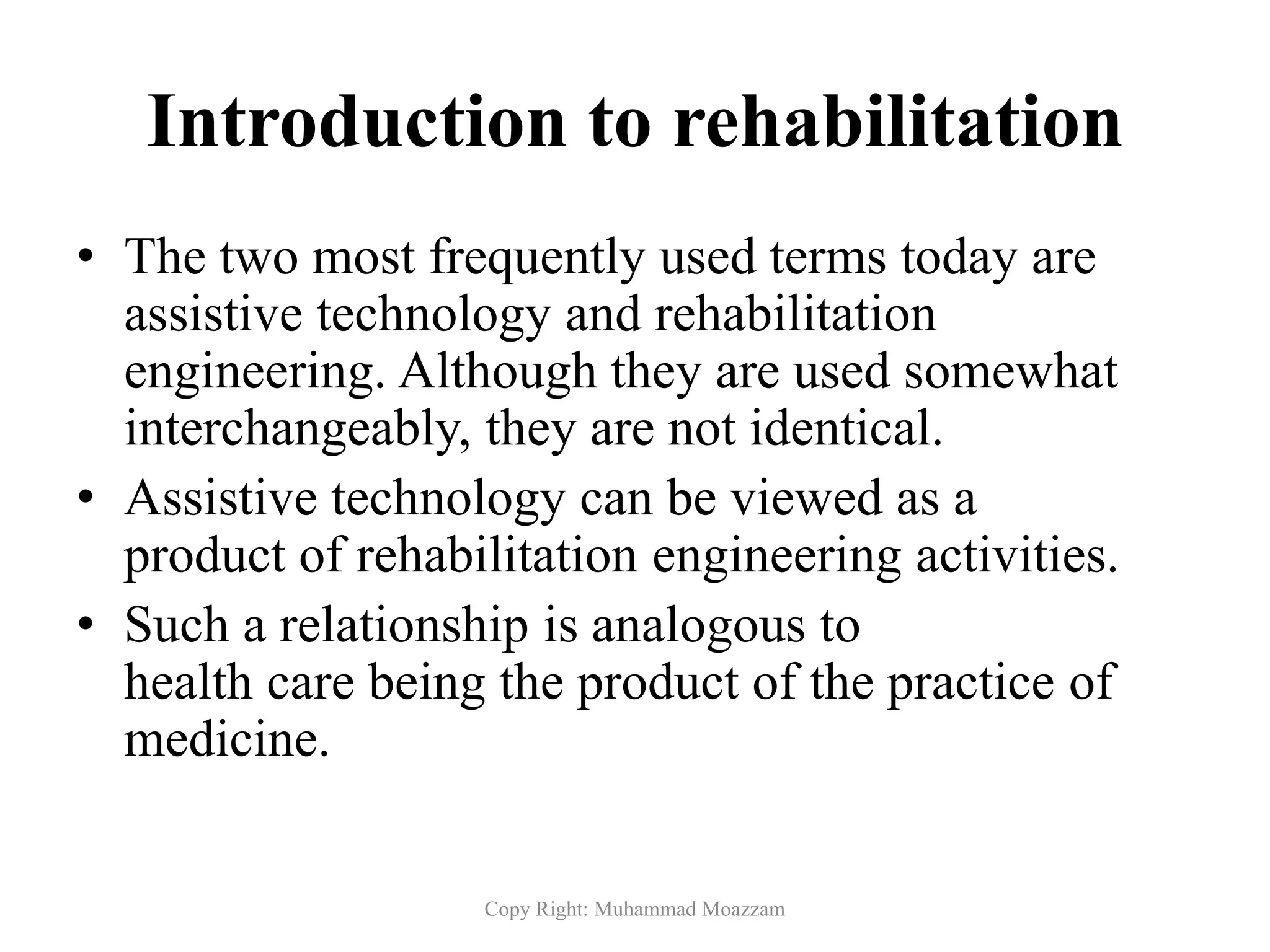 Introduction to rehabilitation | PDF