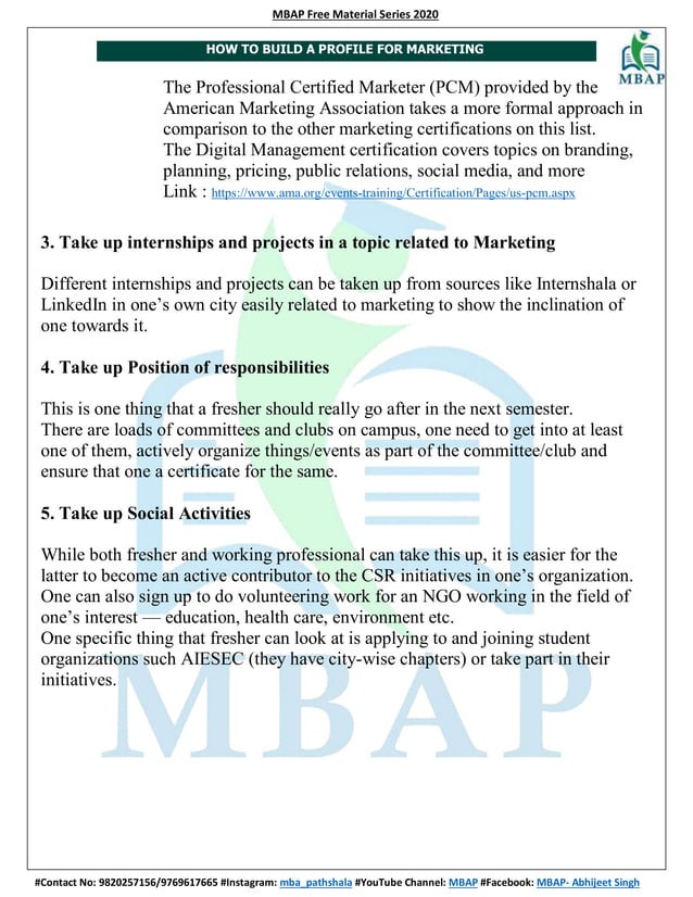 How to build a profile for marketing | MBAP | PDF
