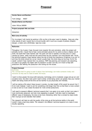 FMP Proposal | DOCX | Video Production | Content Production