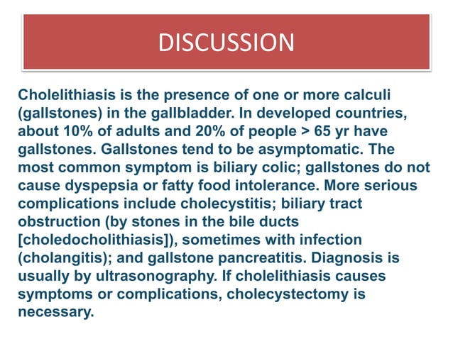a case presentation / study on cholelithiasis | PPTX