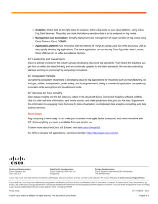 Cisco Fog Computing Solutions: Unleash the Power of the Internet of Things | PDF