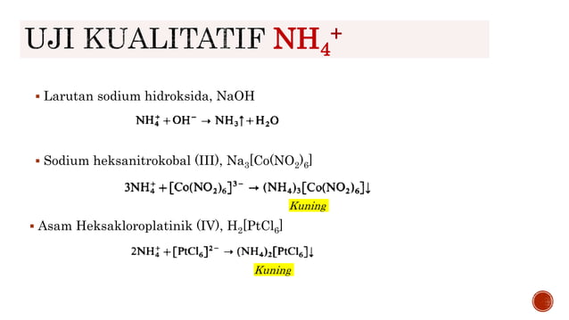 3. metode analisis kation and anion nh4 cl dan znso4 | PPT