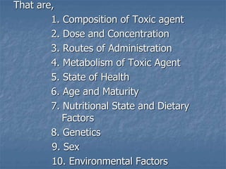 factors that influence toxicity | PPT
