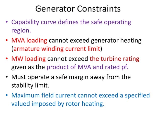 Equipment and Stability Constraints : System Operation | PPT