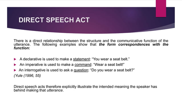 Speech Acts - pragmatics | PPTX