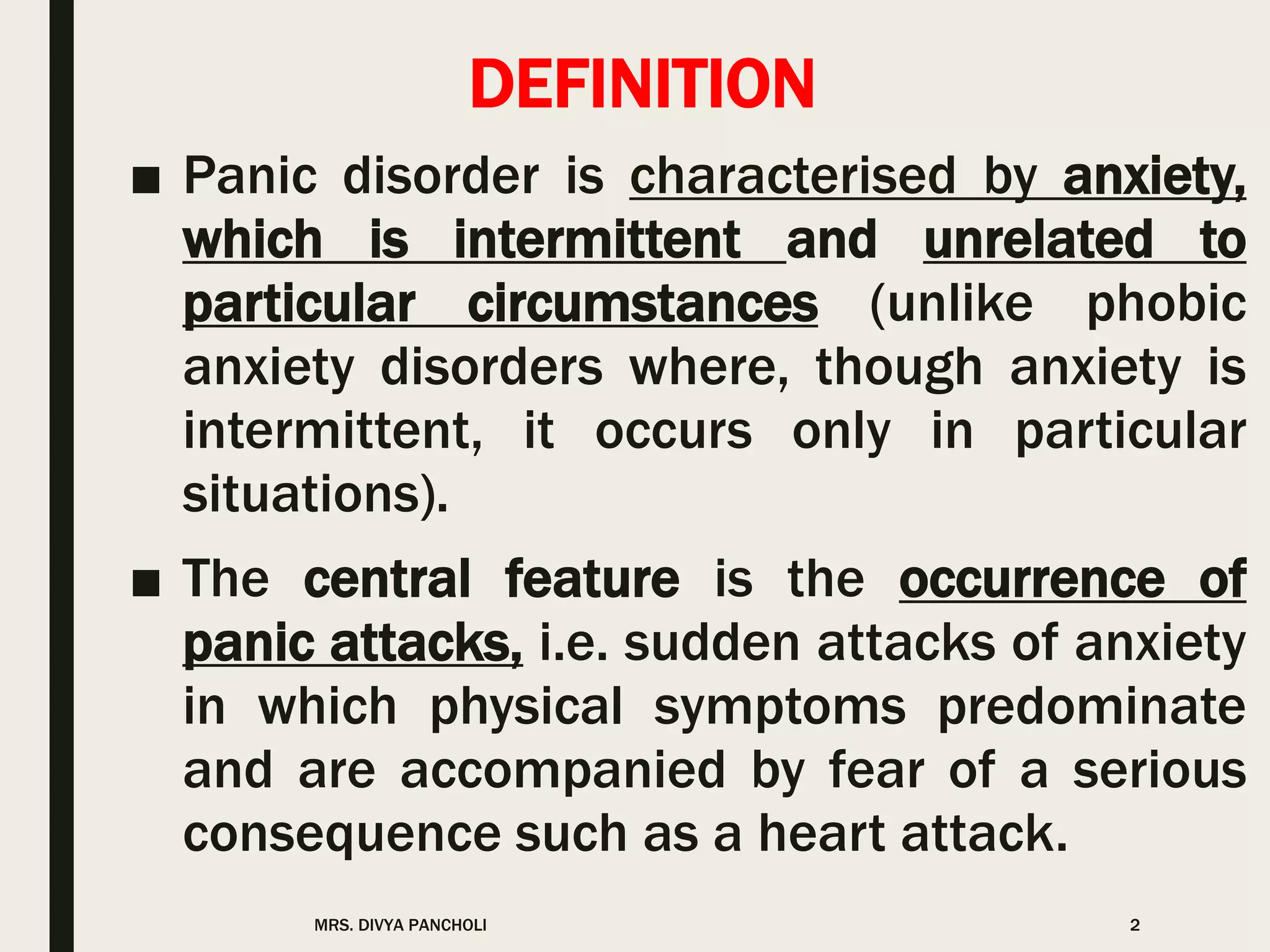 PANIC ANXIETY DISORDER | PPTX