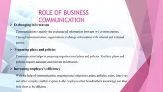 Role of Business Communication | PPTX