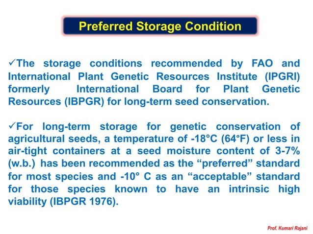 Types of seed storage | PPTX