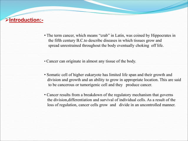 biology of cancer | PPT | Cancer | Diseases and Conditions