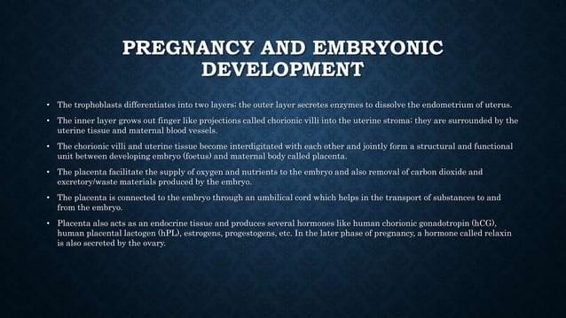 3. human reproduction implantation, pregnancy and embryonic development ...