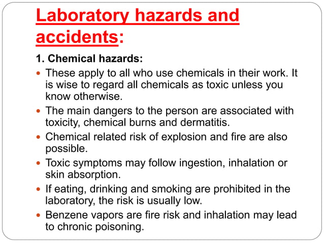 Laboratory Hazards, Accidents and Safety Rules | PPT