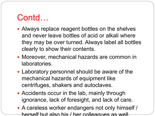 Laboratory Hazards, Accidents and Safety Rules | PPT
